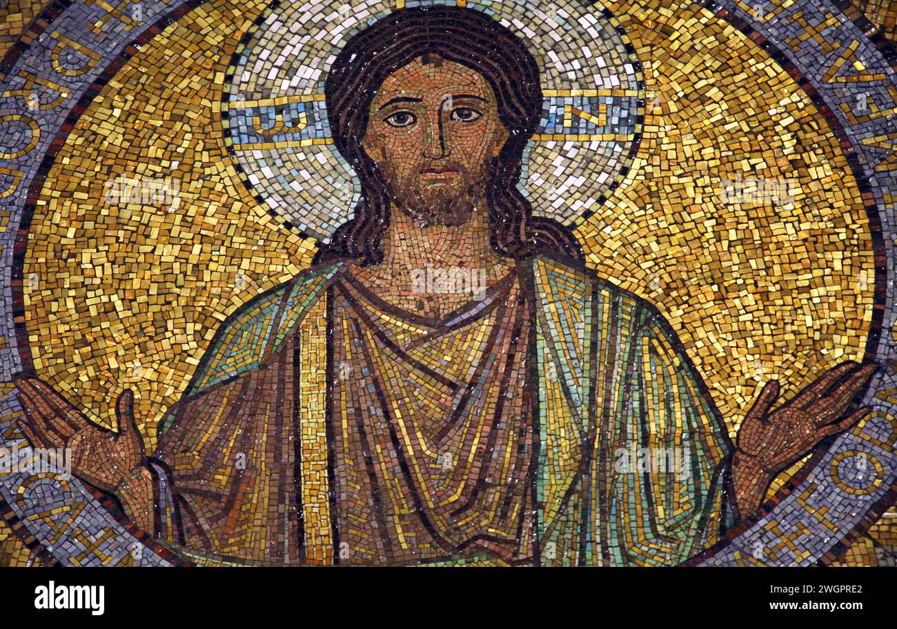 Jesus Christ, ceiling mosaic in Church of the Benedictine Abbey of the ...