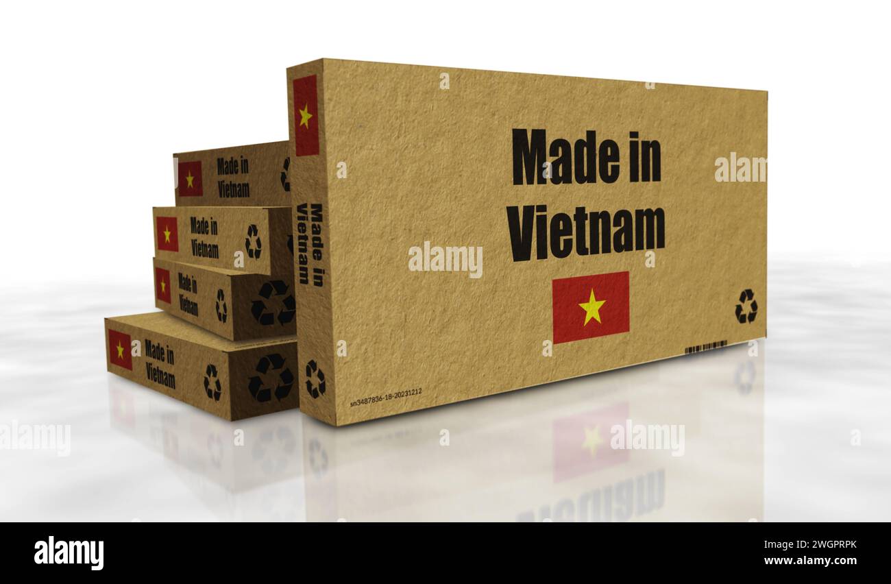 Made in Vietnam box production line. Manufacturing and delivery ...
