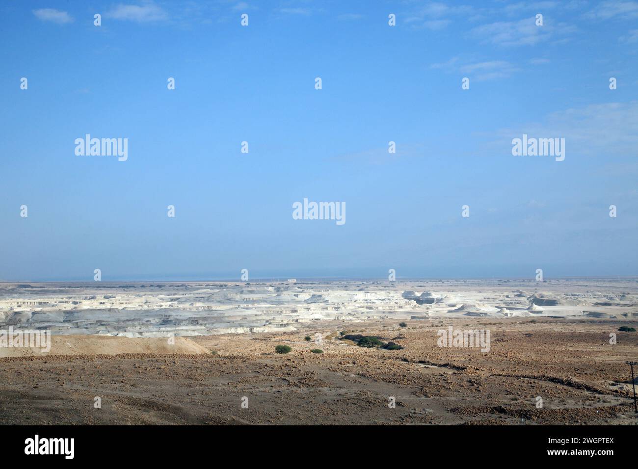 Waterless landscape of the Judean desert, view from Masada towards the ...