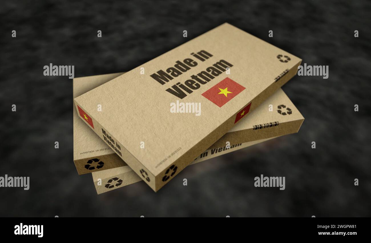 Made in Vietnam box production line. Manufacturing and delivery ...