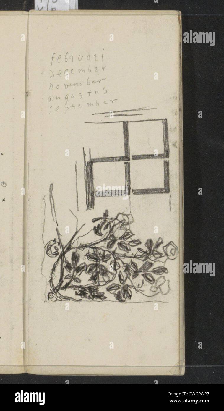 Window and a rose bush, 1876 - 1924 Page 3 Recto from a sketchbook with ...