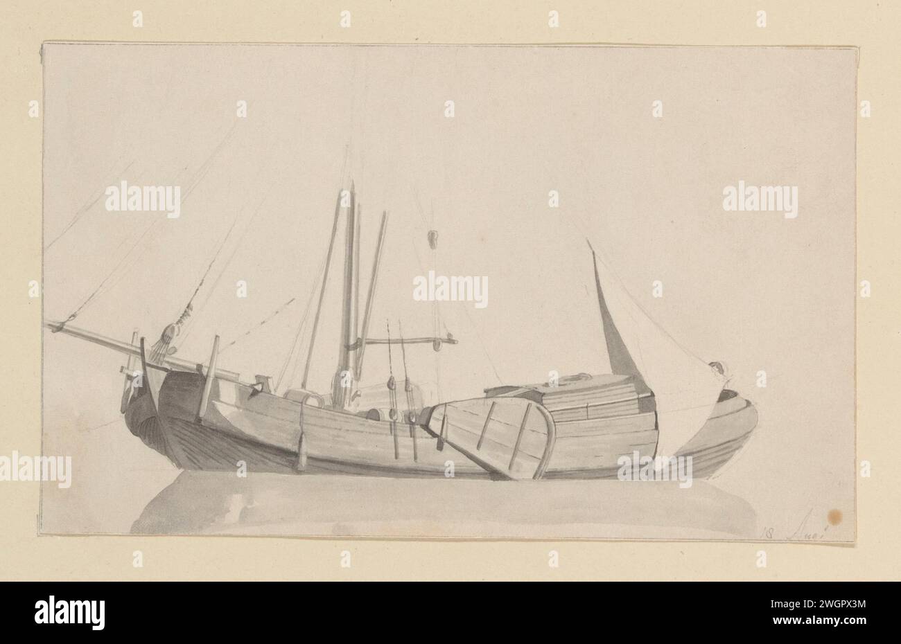 Sailing ship, Hendrik Abraham Klinkhamer, 1820 - 1872 drawing paper ...