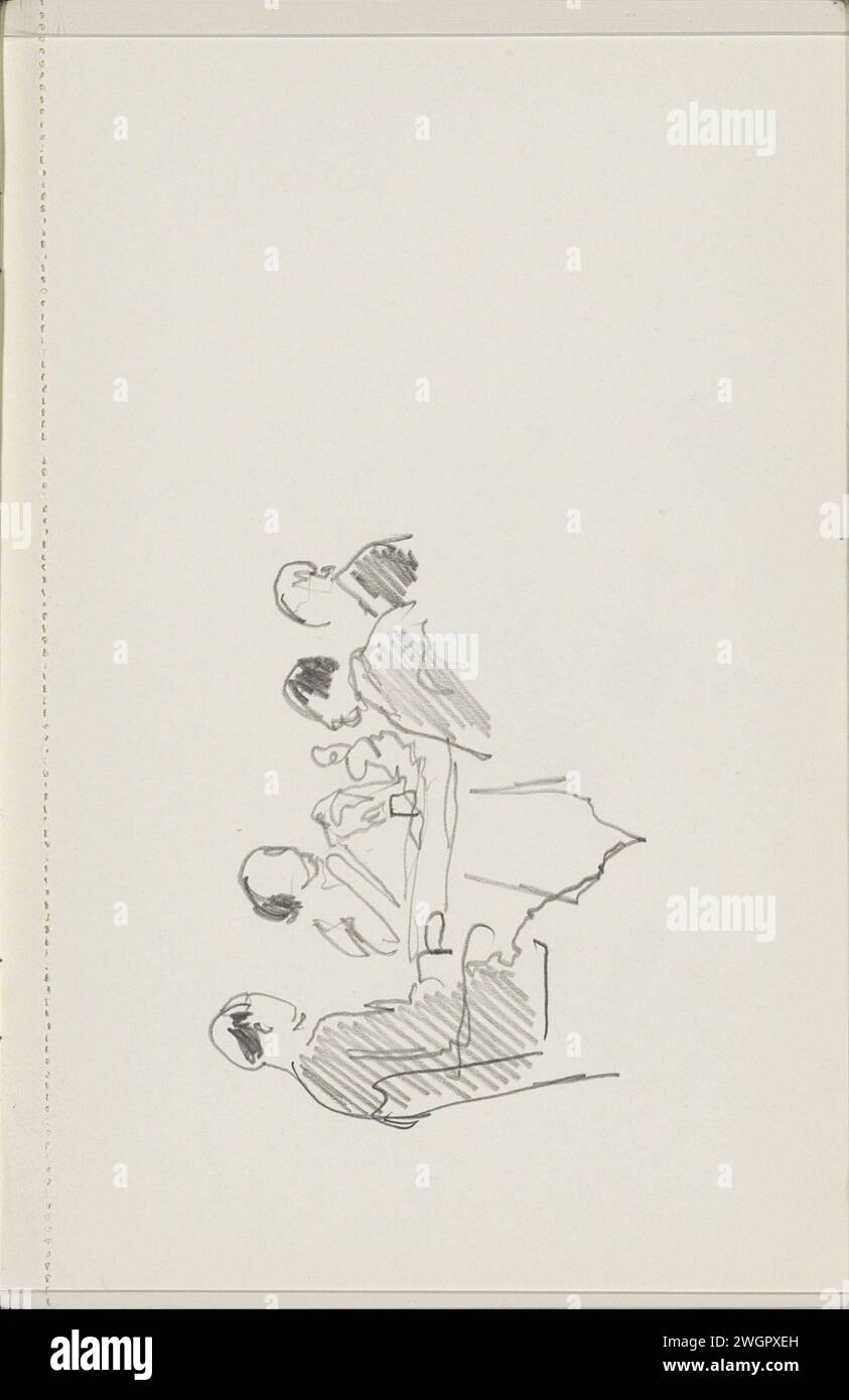 Four figures at a dining table, c. 1935 - c. 1936 Page 66 Recto from a ...