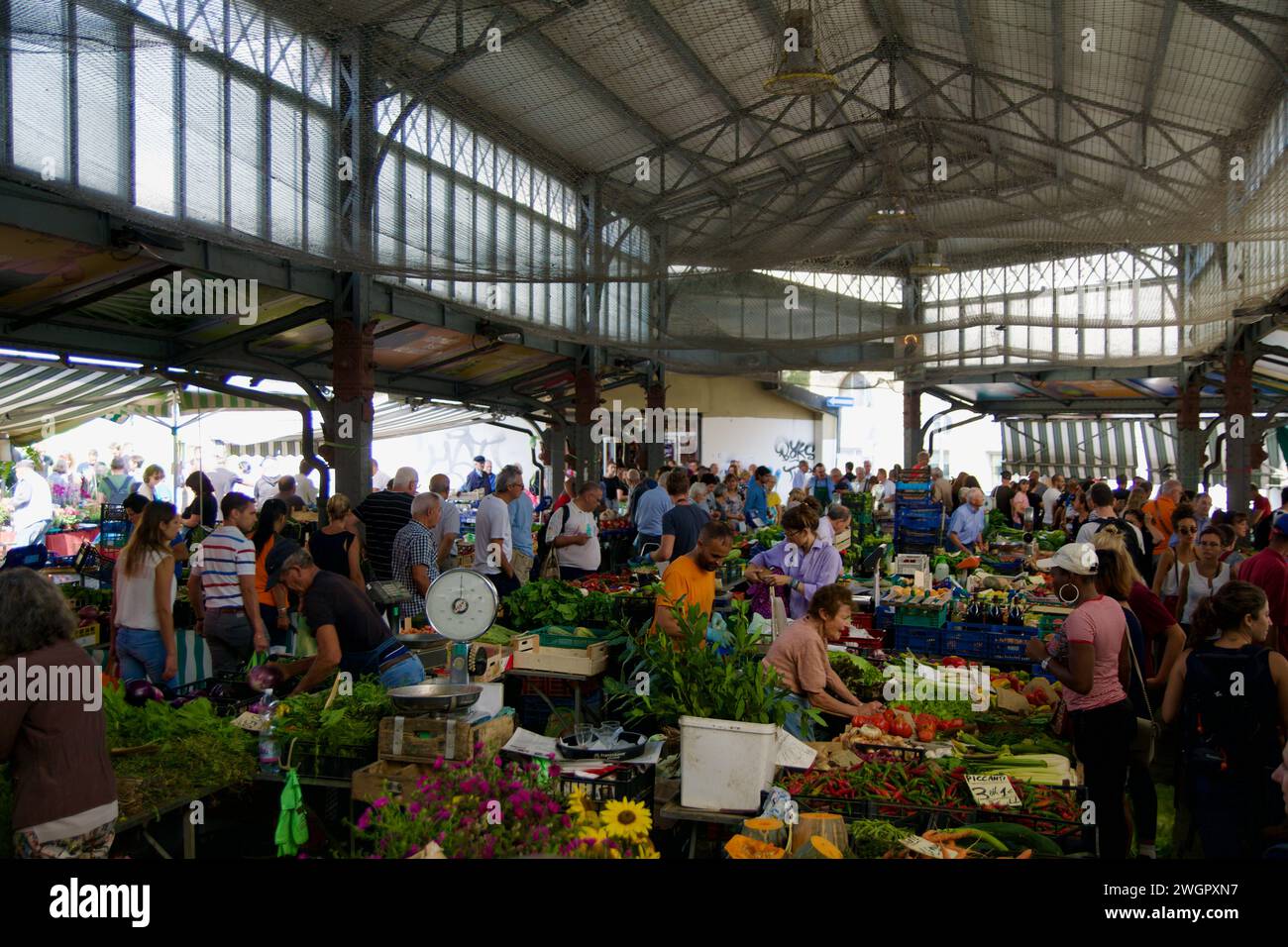 TURIN, ITALY - 14 SEP 2019: Fruit and vegetables on offer in the famous ...