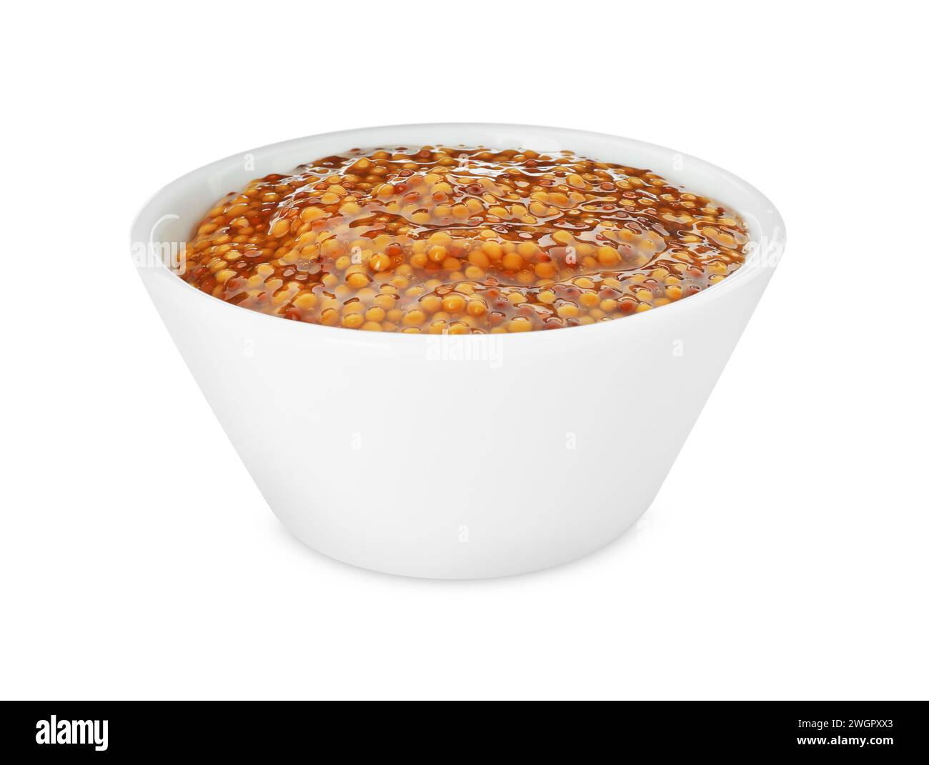 Fresh whole grain mustard in bowl isolated on white Stock Photo - Alamy