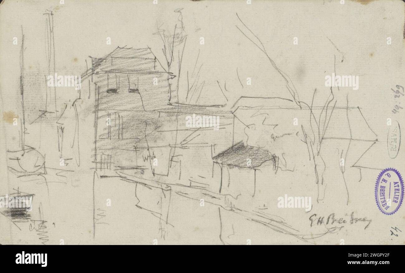 Houses on a speed, possibly in Delft, c. 1884 drawing Delft (possibly ...