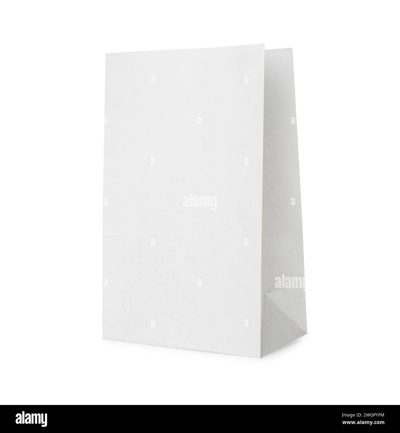 One open paper bag isolated on white Stock Photo - Alamy