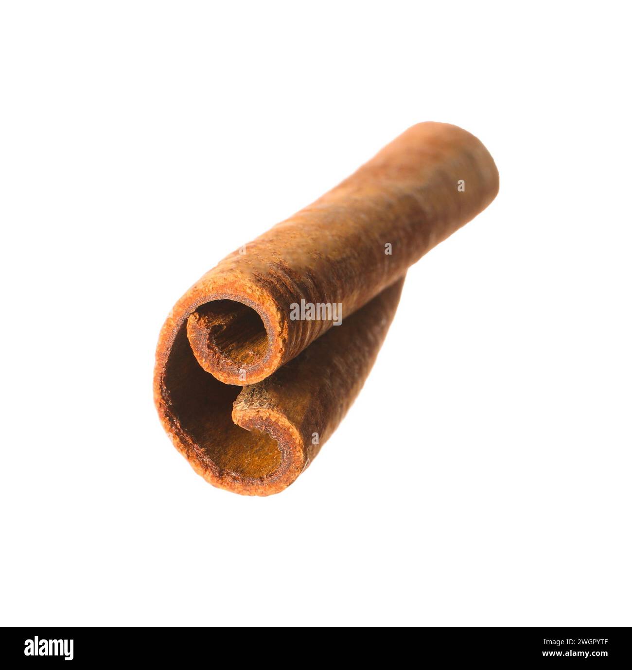 One aromatic cinnamon stick isolated on white Stock Photo - Alamy