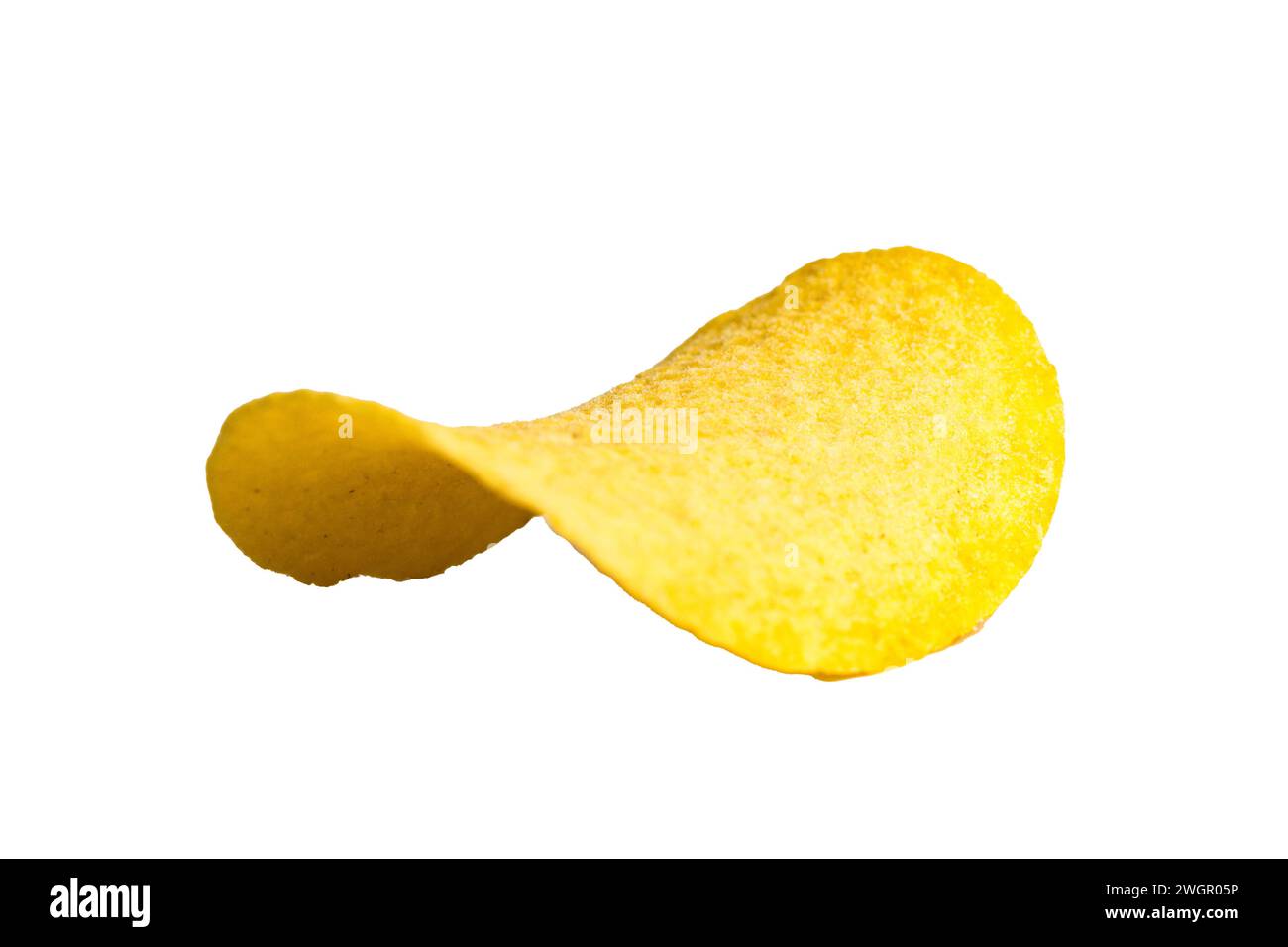 A single potato chip or crisp isolated on a white background Stock ...