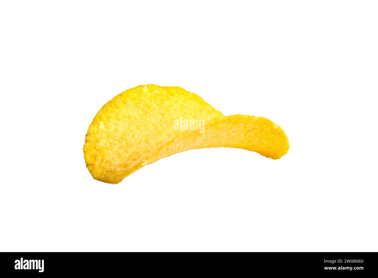 A single potato chip or crisp isolated on a white background Stock ...