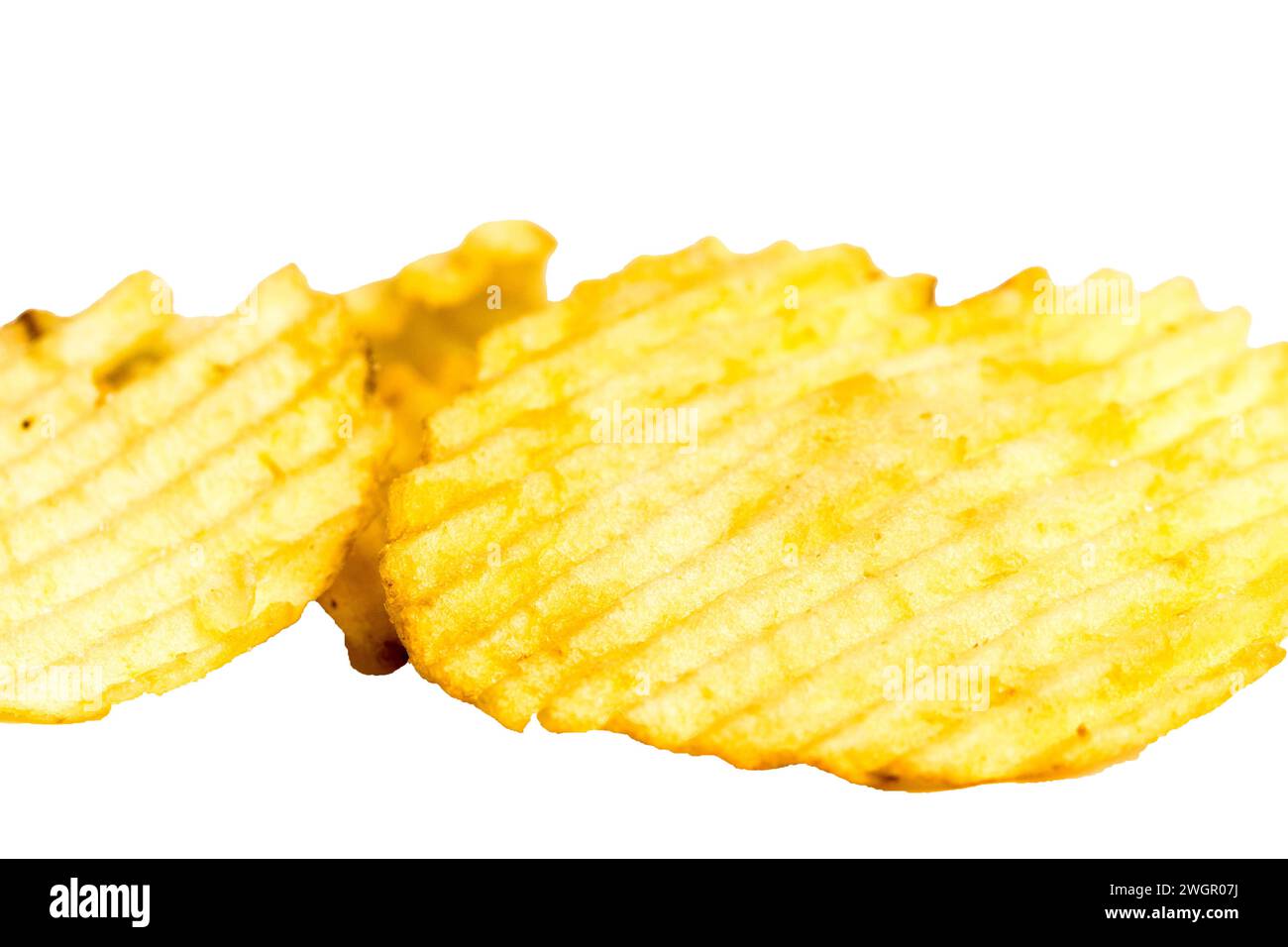 Ridged Potato Chips or crisps isolated on a white background Stock ...