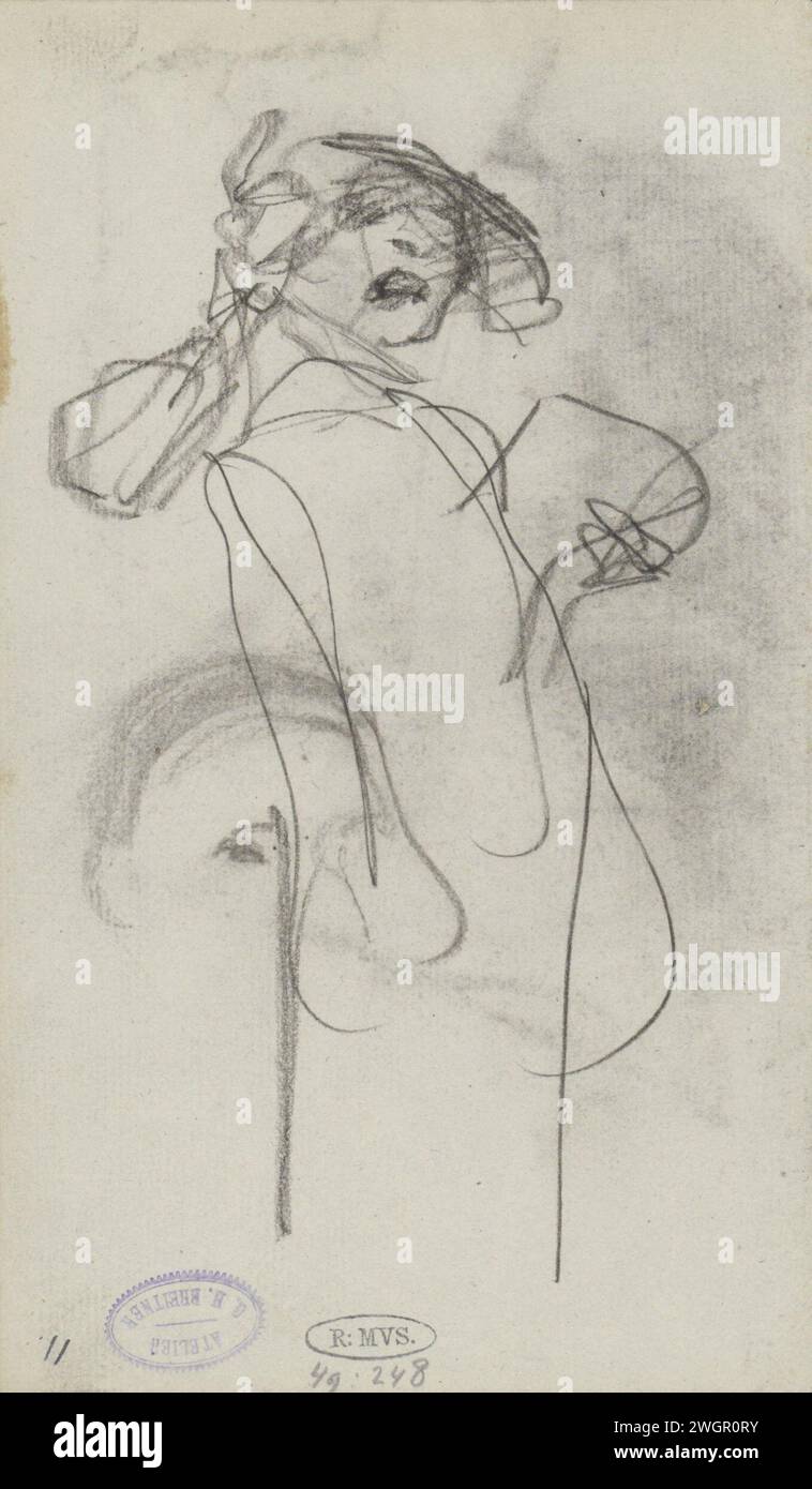 Standing figure and a head, 1882 drawing Rotterdam paper. chalk ...