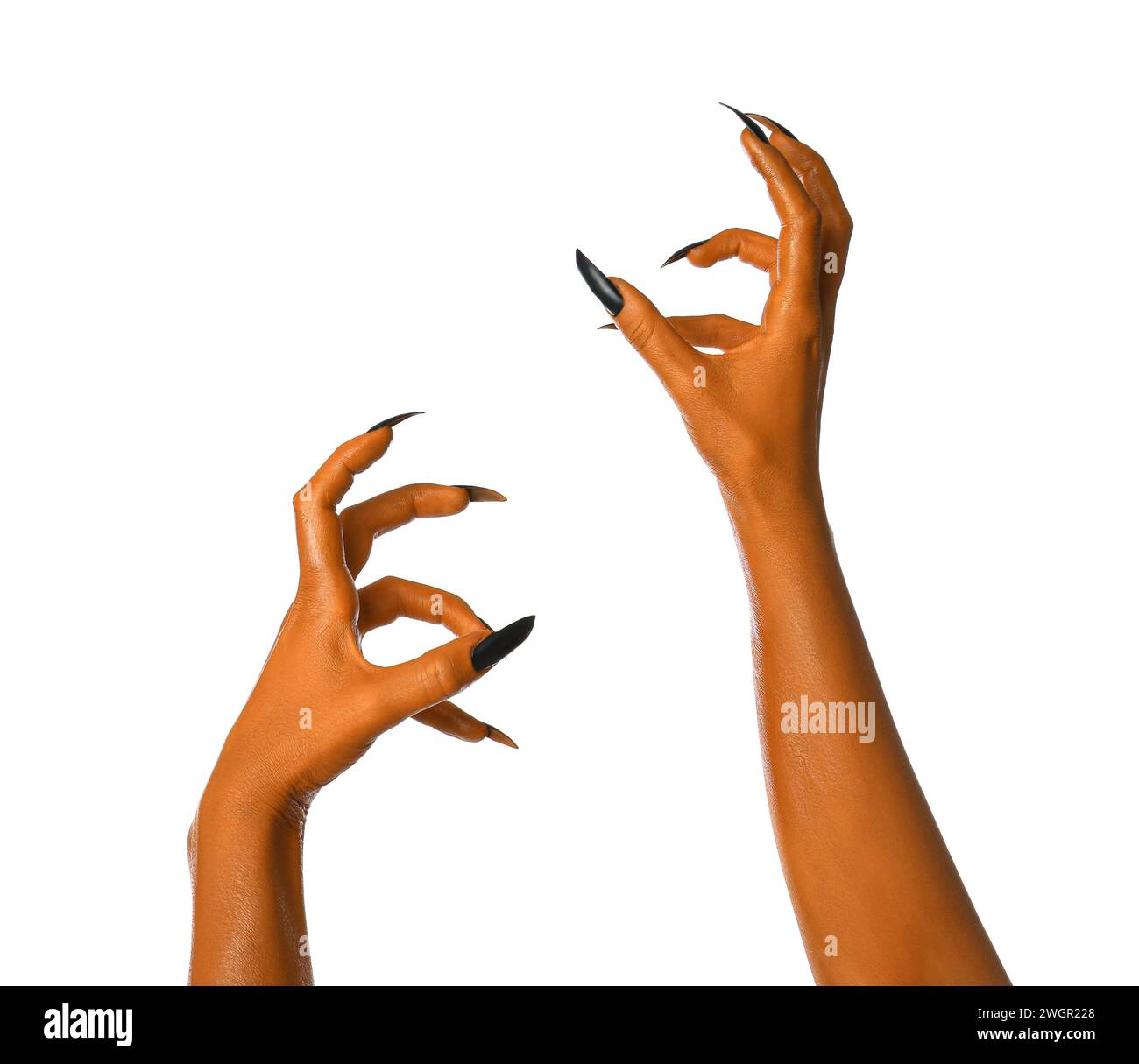 Creepy monster. Orange hands with claws isolated on white Stock Photo ...