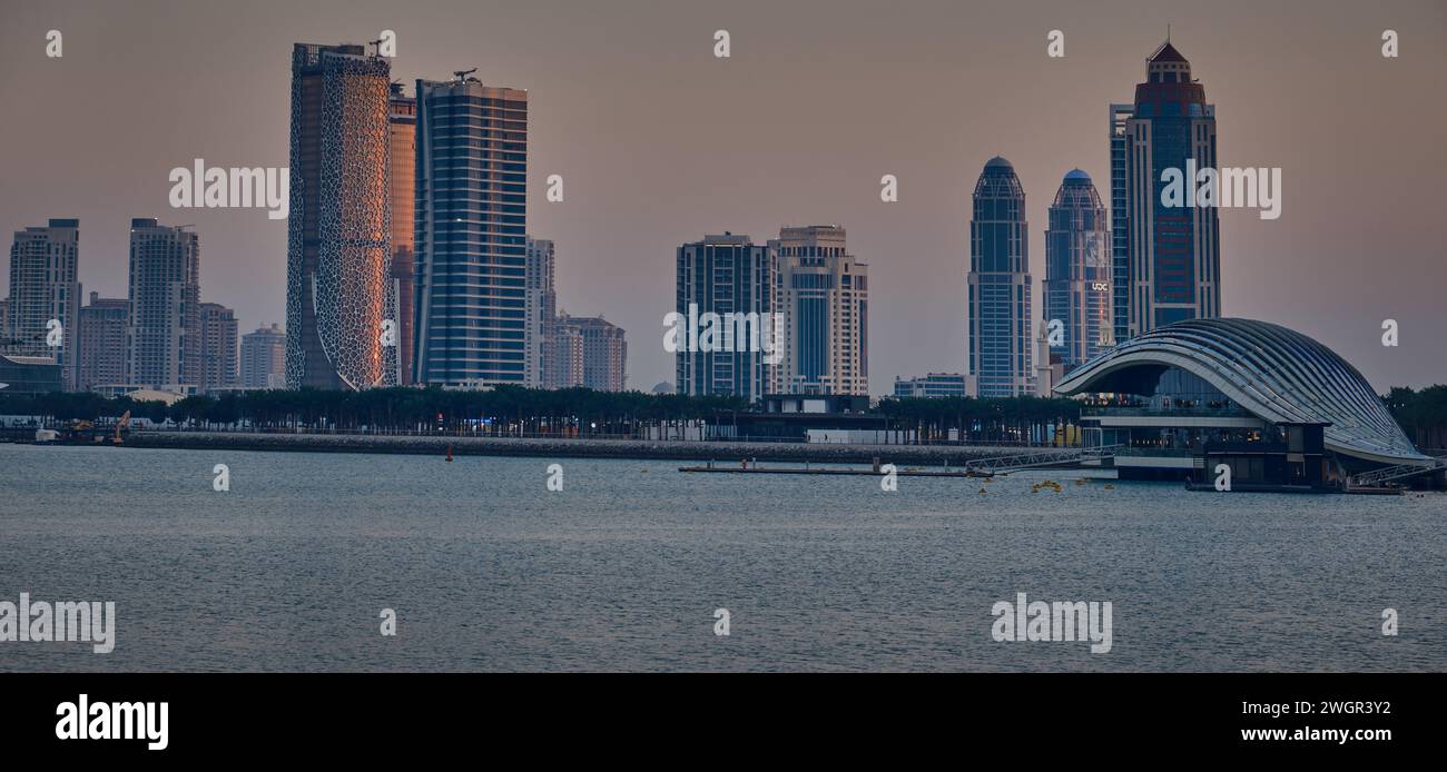 Lusail skyline in Lusail city, Qatar including Katara Towers project ...