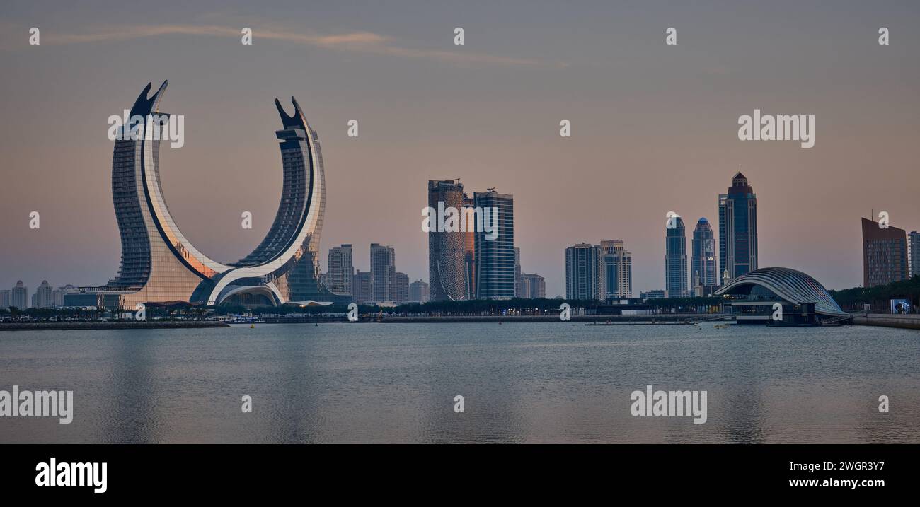 Lusail skyline in Lusail city, Qatar including Katara Towers project ...
