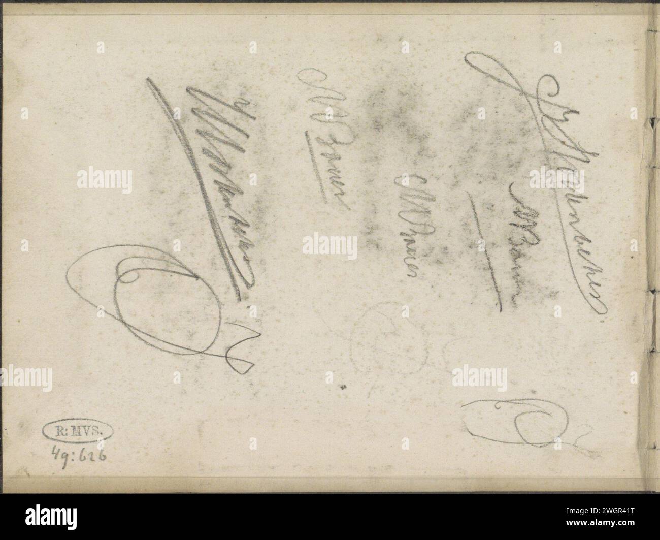 Leaf with signatures, 1879 - c. 1884 Front bract from a sketchbook with ...
