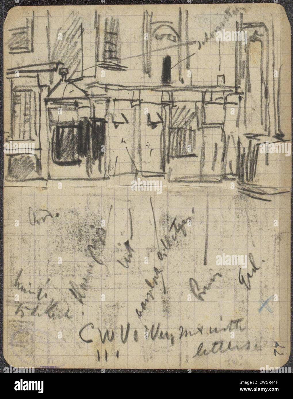 Houses against the Nieuwe Kerk in Amsterdam, 1890 drawing Amsterdam ...