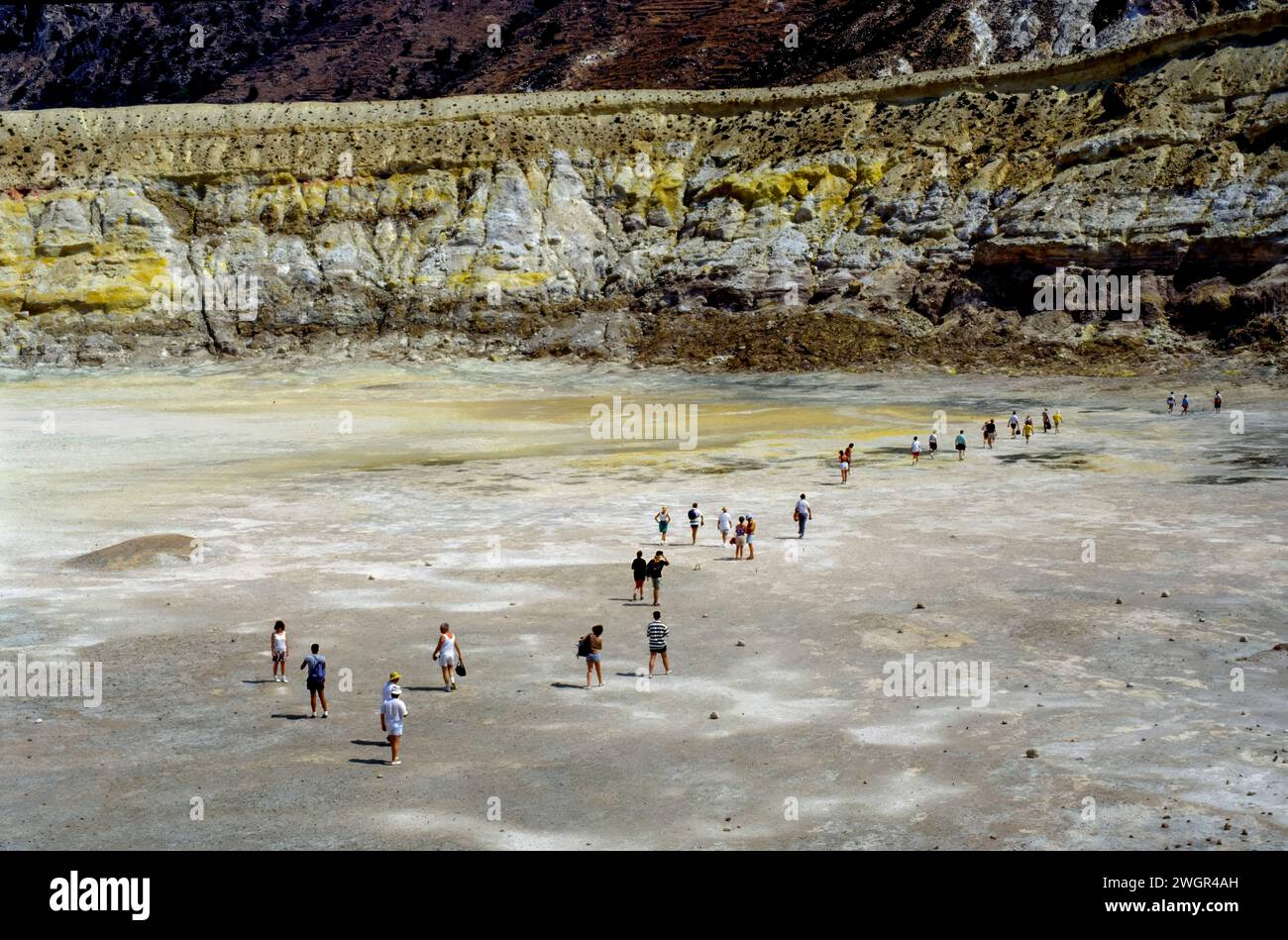 Volcanic crater, Nisyros Island, Dodecanese, Greece, Europe, 1990 Stock ...