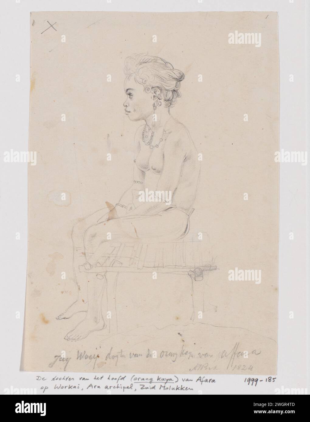 Portrait study of the daughter of the head of Afara, on the island of Workai, Aru Islands ...