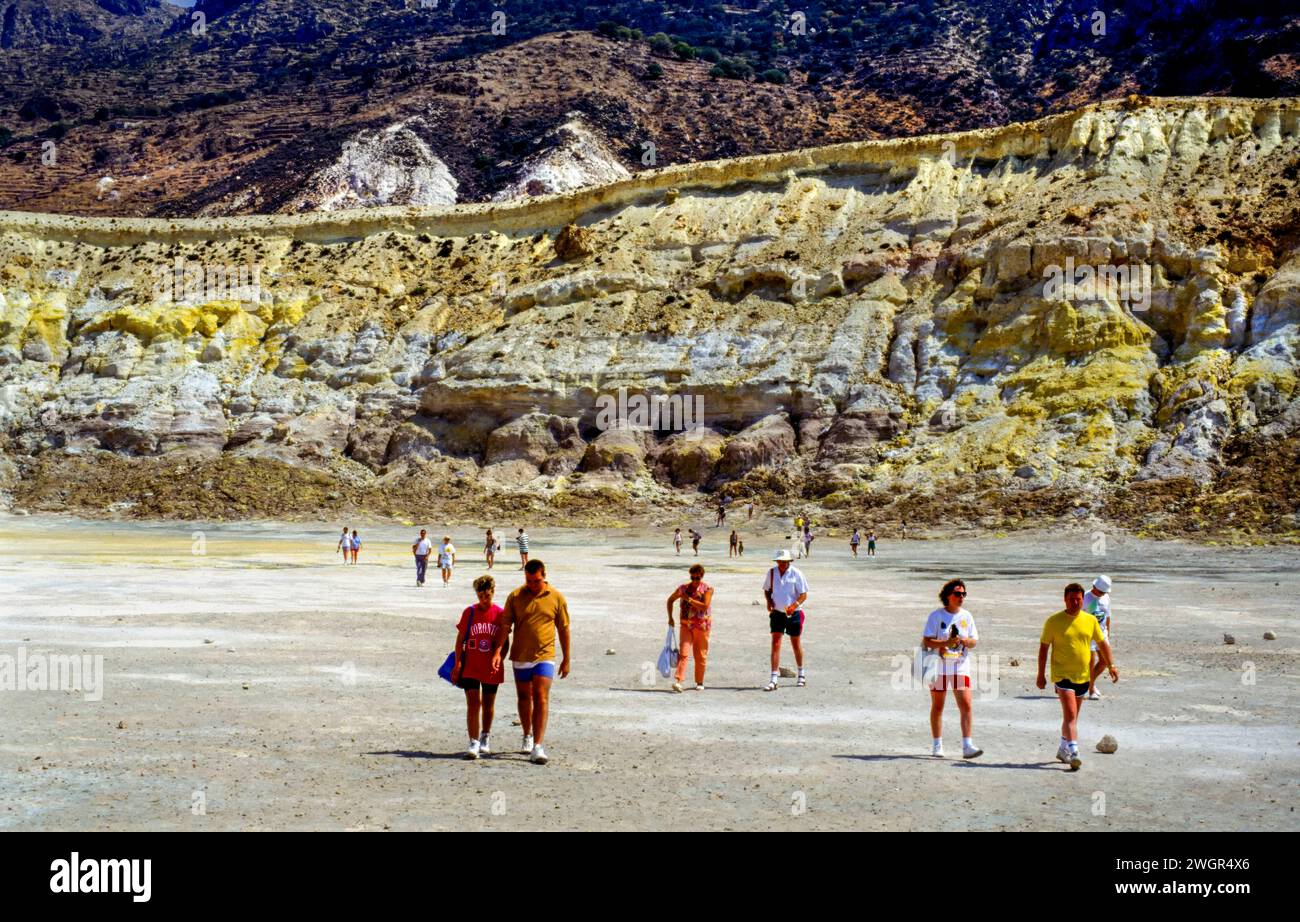 Volcanic crater, Nisyros Island, Dodecanese, Greece, Europe, 1990 Stock ...