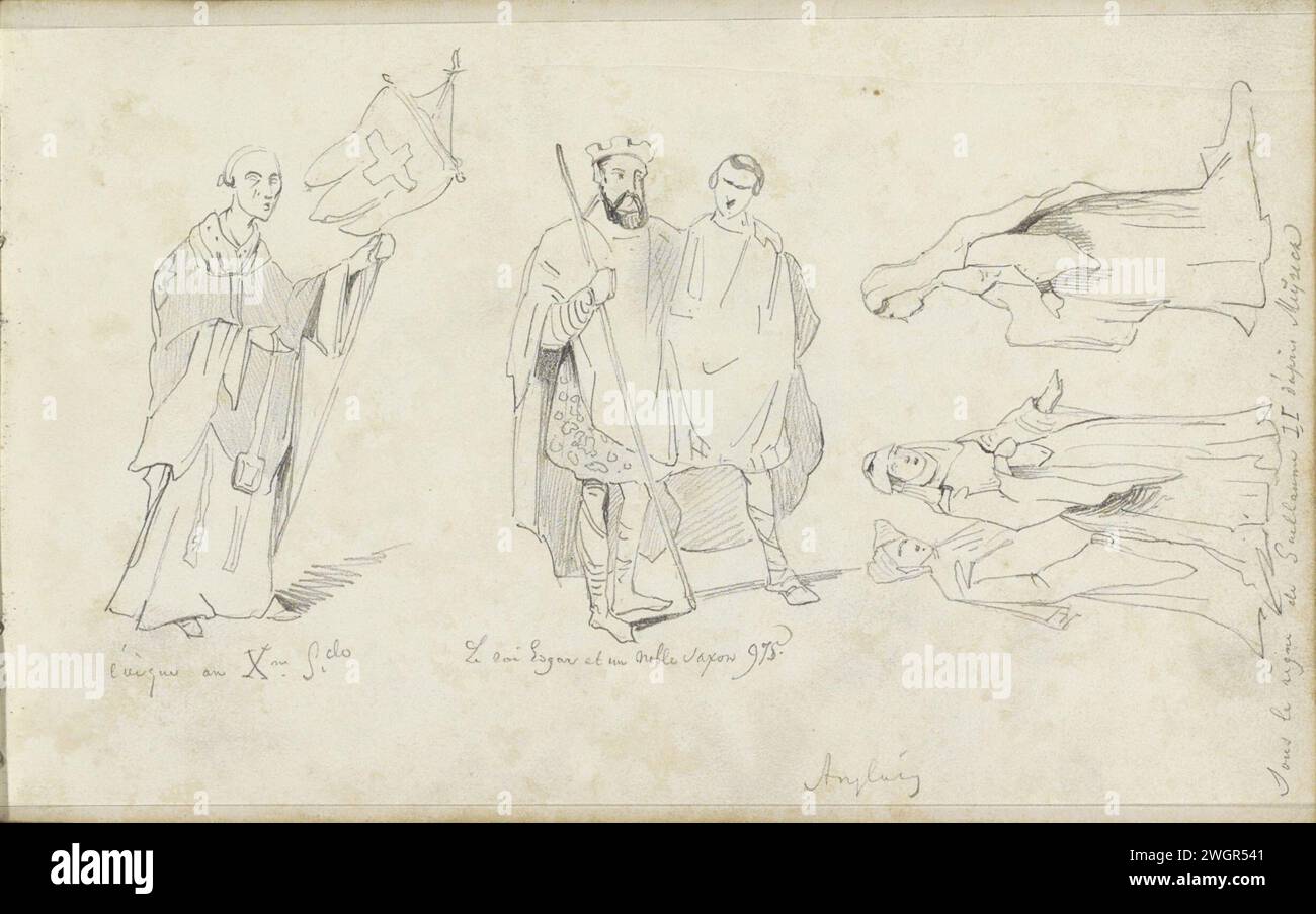 Priest with a vignette, king with a Saxon nobleman and court ladies ...