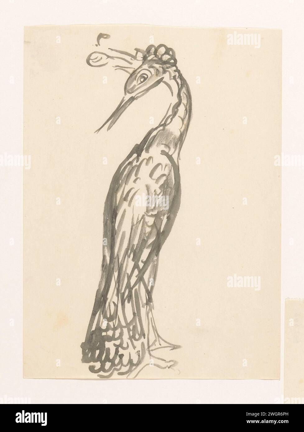 Heron with his head turned back, Leo Gestel, 1891 - 1941 drawing paper ...