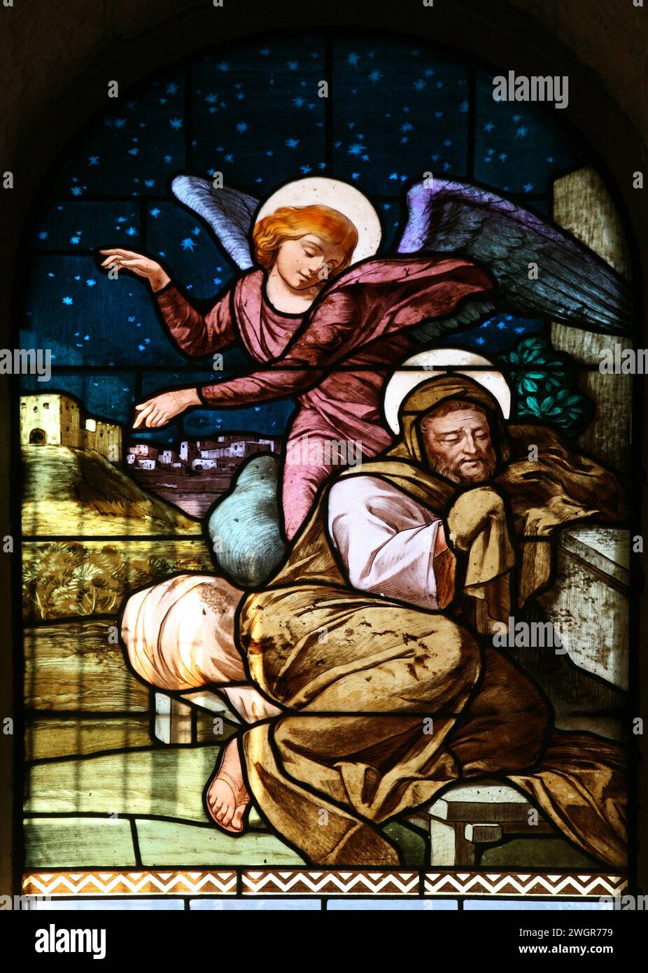 The Dream of Saint Joseph, stained glass window in the Church of Saint ...
