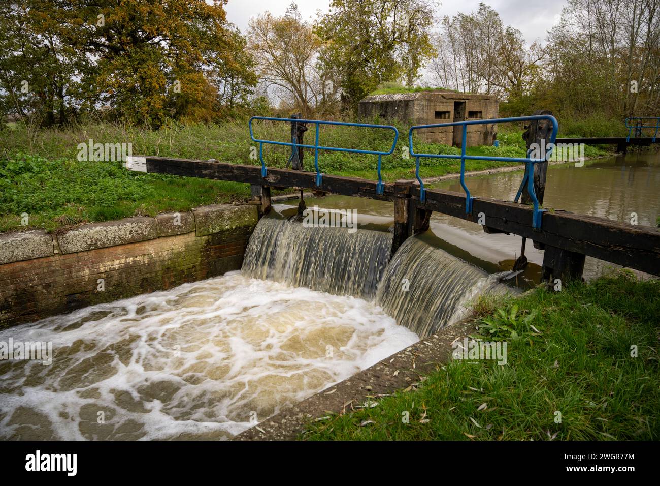 Cuton Lock on the River Chelmer flooded by winter rain in 2023 Stock ...