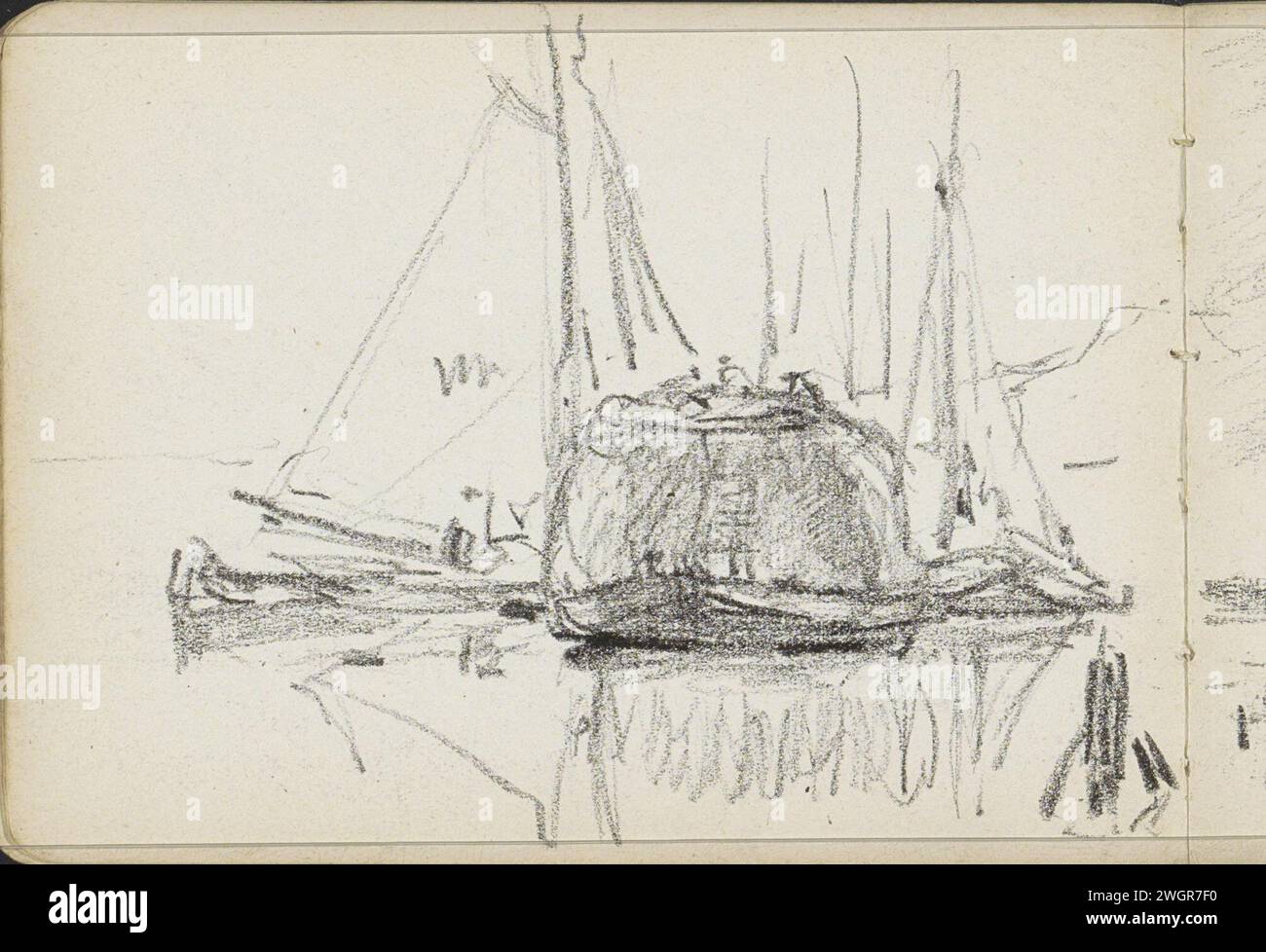 Sailboats, 1866 - 1922 Leaf 4 Verso from a sketchbook with 42 sheets ...