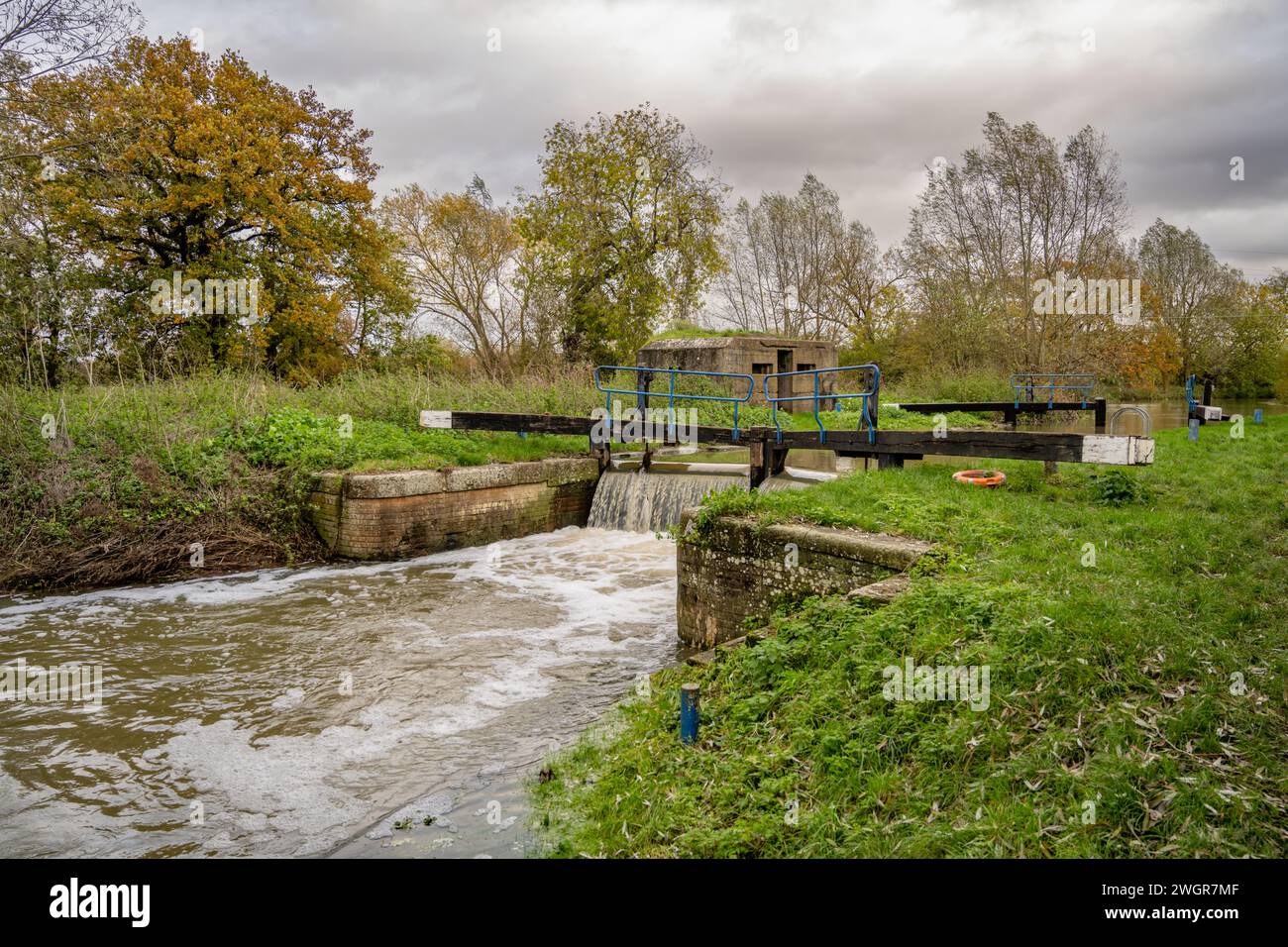 Cuton Lock on the River Chelmer flooded by winter rain in 2023 Stock ...