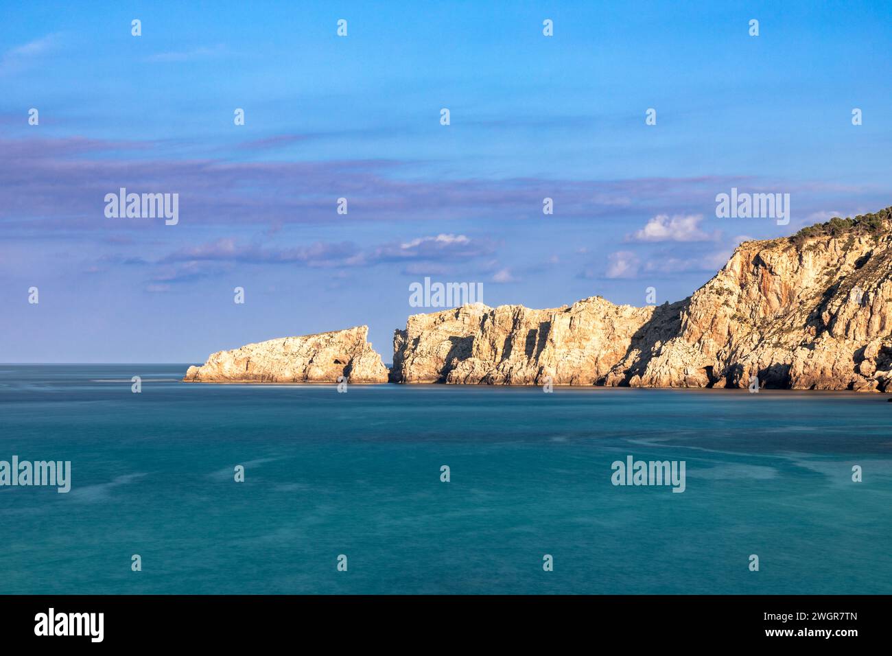 Cap des Freu in the bay of Cala Mesquida, Island of Mallorca, in ...