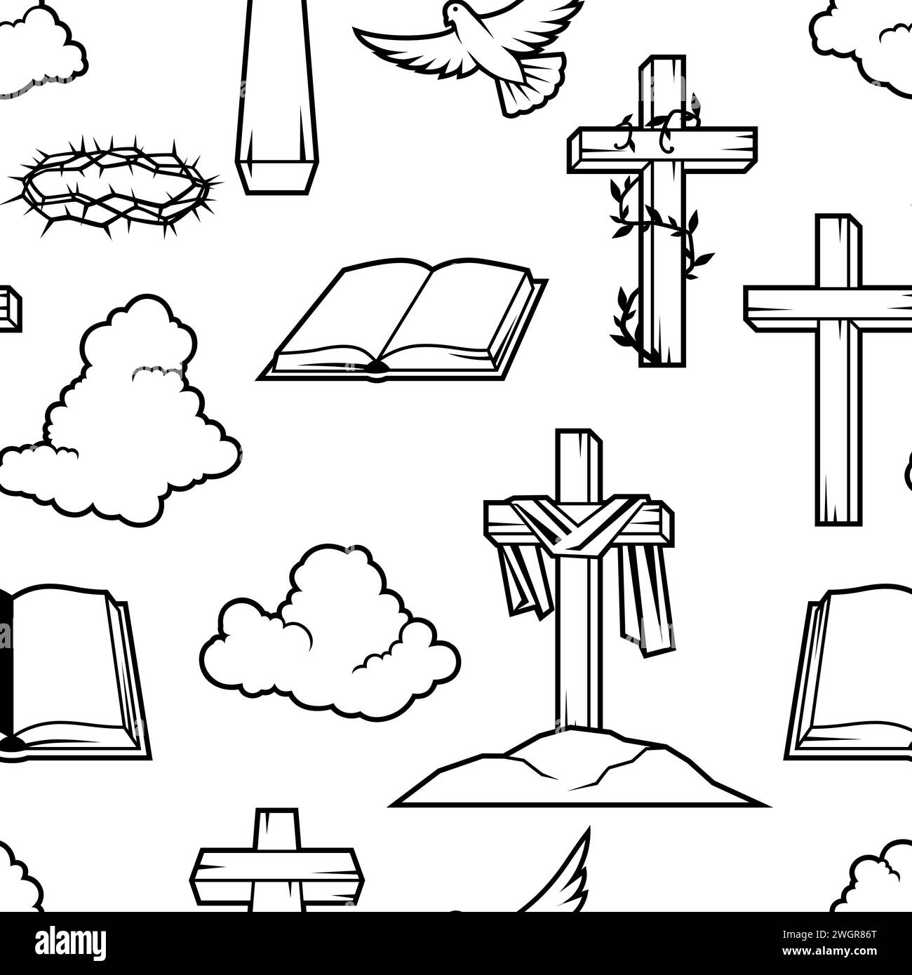 Happy Easter seamless pattern. Background with religious symbol Stock ...