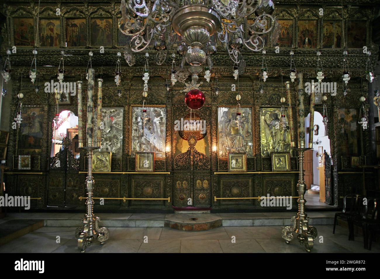 Main altar of the Basilica of the Nativity, Bethlehem, West Bank ...