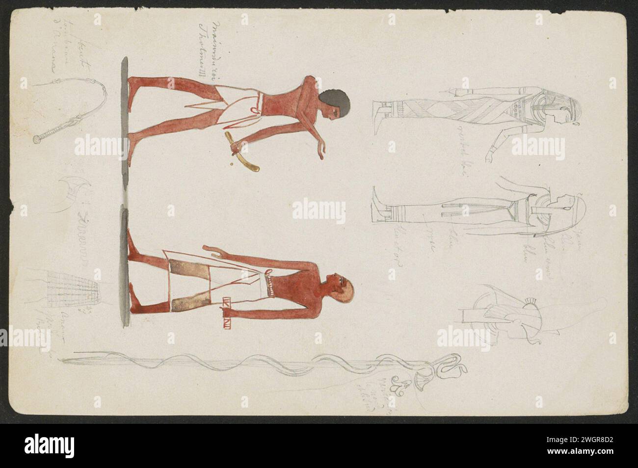 Studies on paintings of Egyptian figures, 1858 - 1860 Recto side of a ...