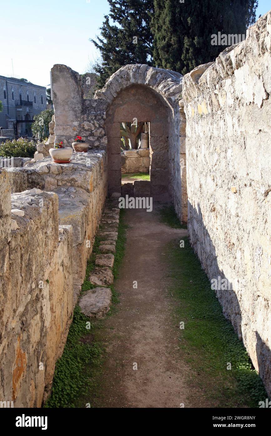 Ruins of the old monastery on the Mount Tabor (Har Tavor), Israel Stock ...