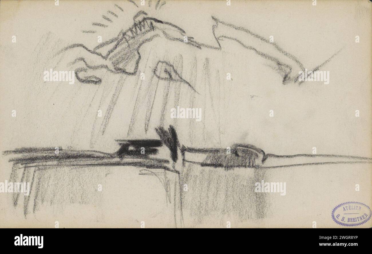 Study, c. 1886 - 1923 drawing Possible buildings with clouds above it ...