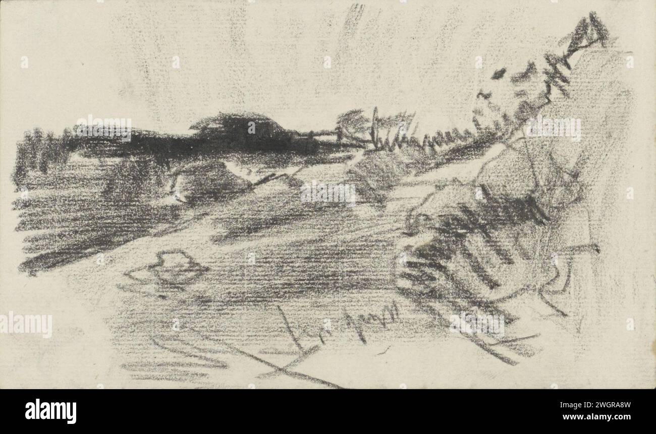 Landscape, 1873 - 1923 drawing The Hague (possibly) paper. chalk ...