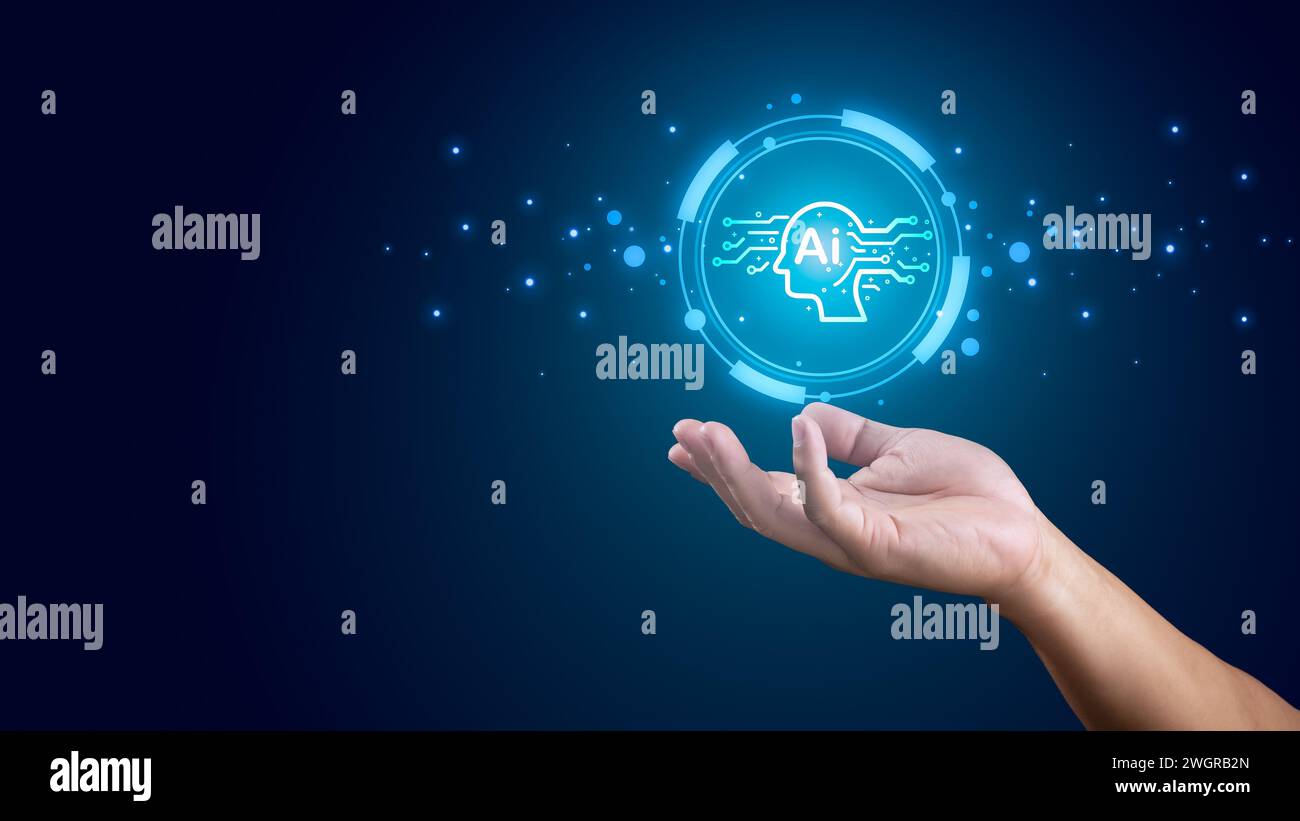 Human hand holding the Artificial Intelligence Automation, Ai ... Human hand holding the Artificial Intelligence Automation, Ai ...