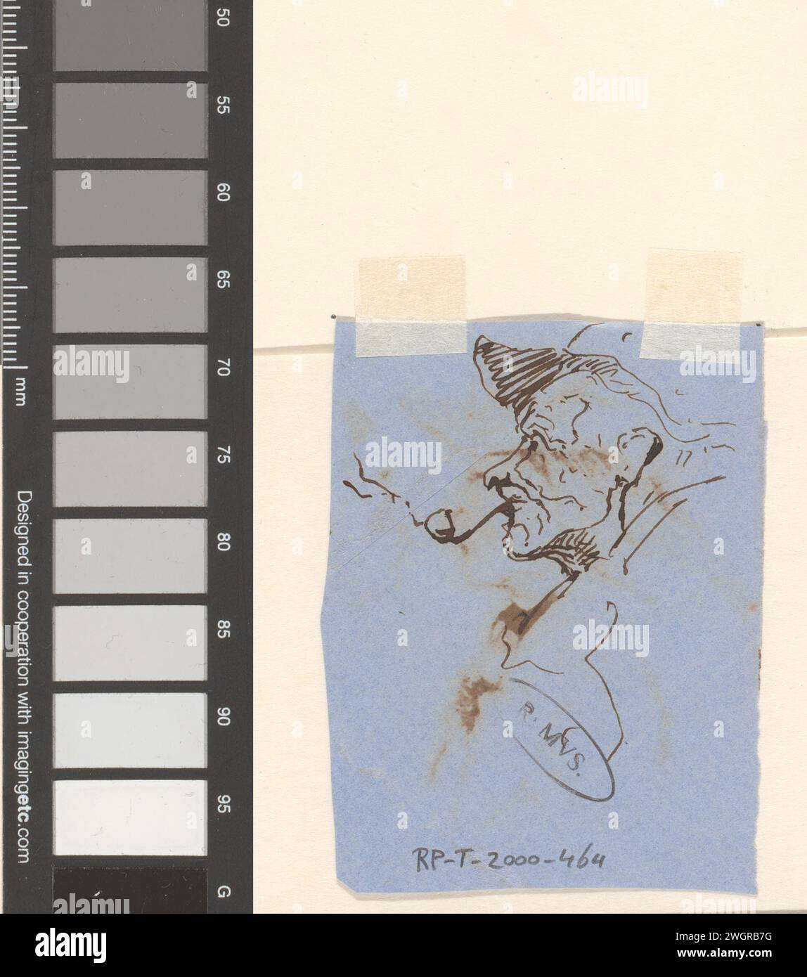 Kop with Pijp, Johannes Taventrate, 1840 - 1880 drawing paper. ink pen ...