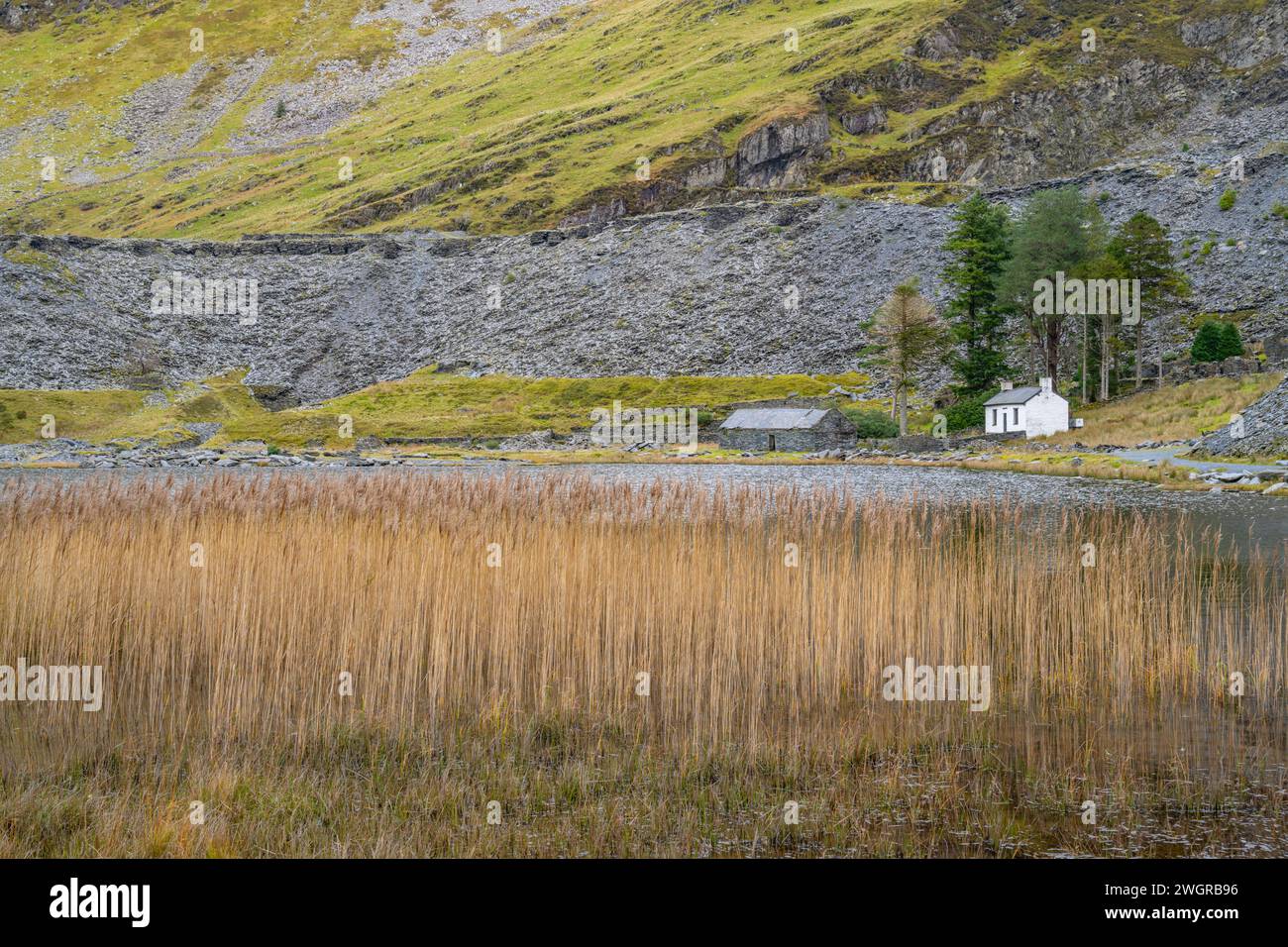 Cwmorthin slate quarry and valley and ruined buildings Stock Photo - Alamy