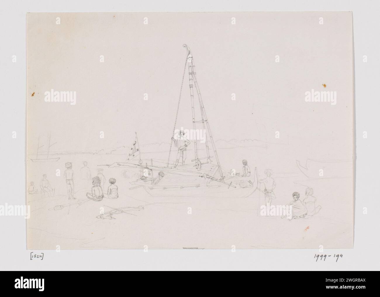 Vessel, Southeast Moluccas, Adrianus Johannes Bik, 1824 drawing South Moluccas paper. pencil ...