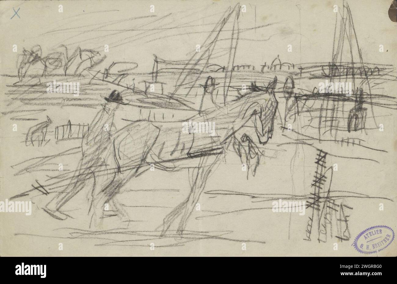 Tanger horse and workers on a building site, 1897 drawing Possibly in ...