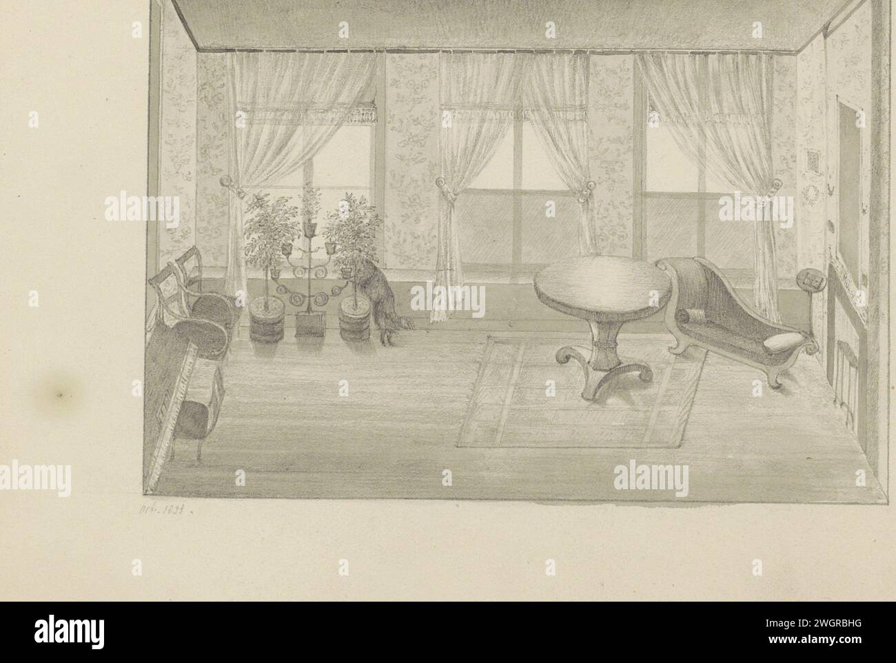 Interior of a Salon, 1838 Interior of a salon with three windows ...