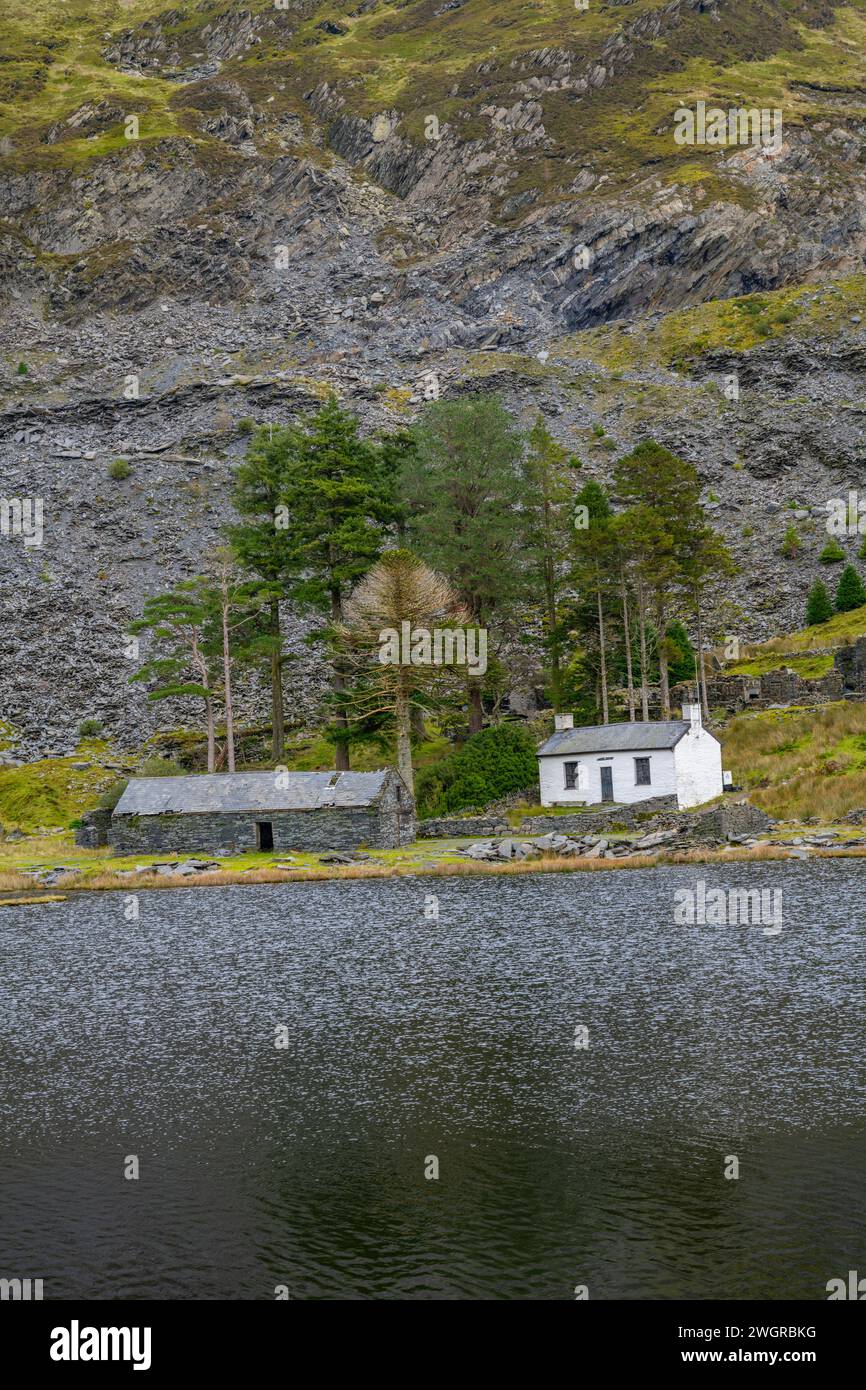 Cwmorthin slate quarry and valley and ruined buildings Stock Photo - Alamy