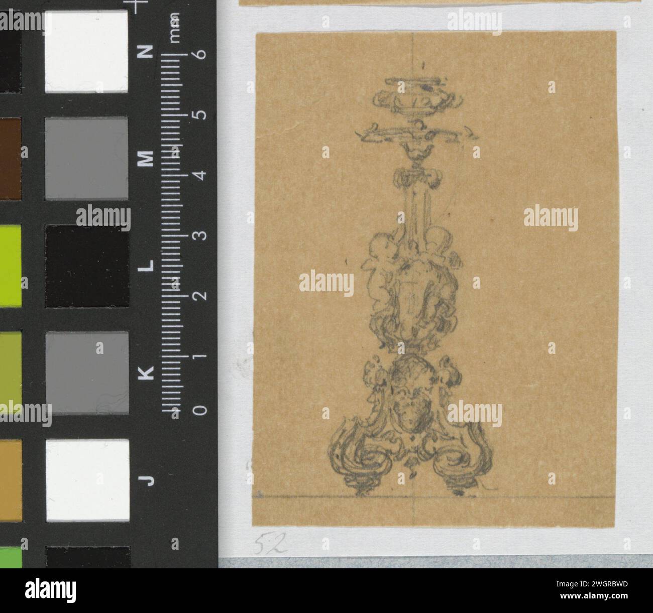 Design for candlestick with two putti, c. 1864 - c. 1894 Paris tracing ...
