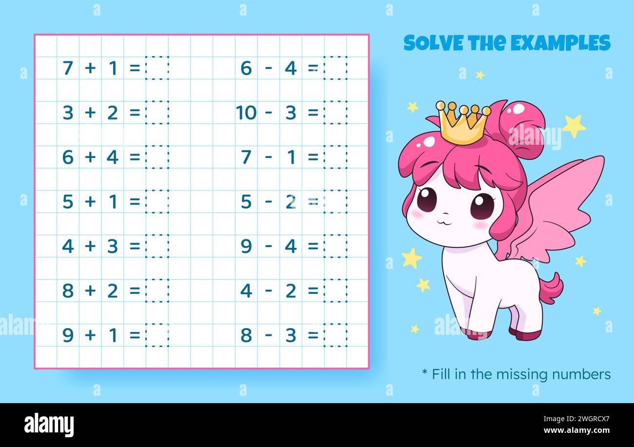 Math game for kids. Addition and subtraction Stock Vector Image & Art ...