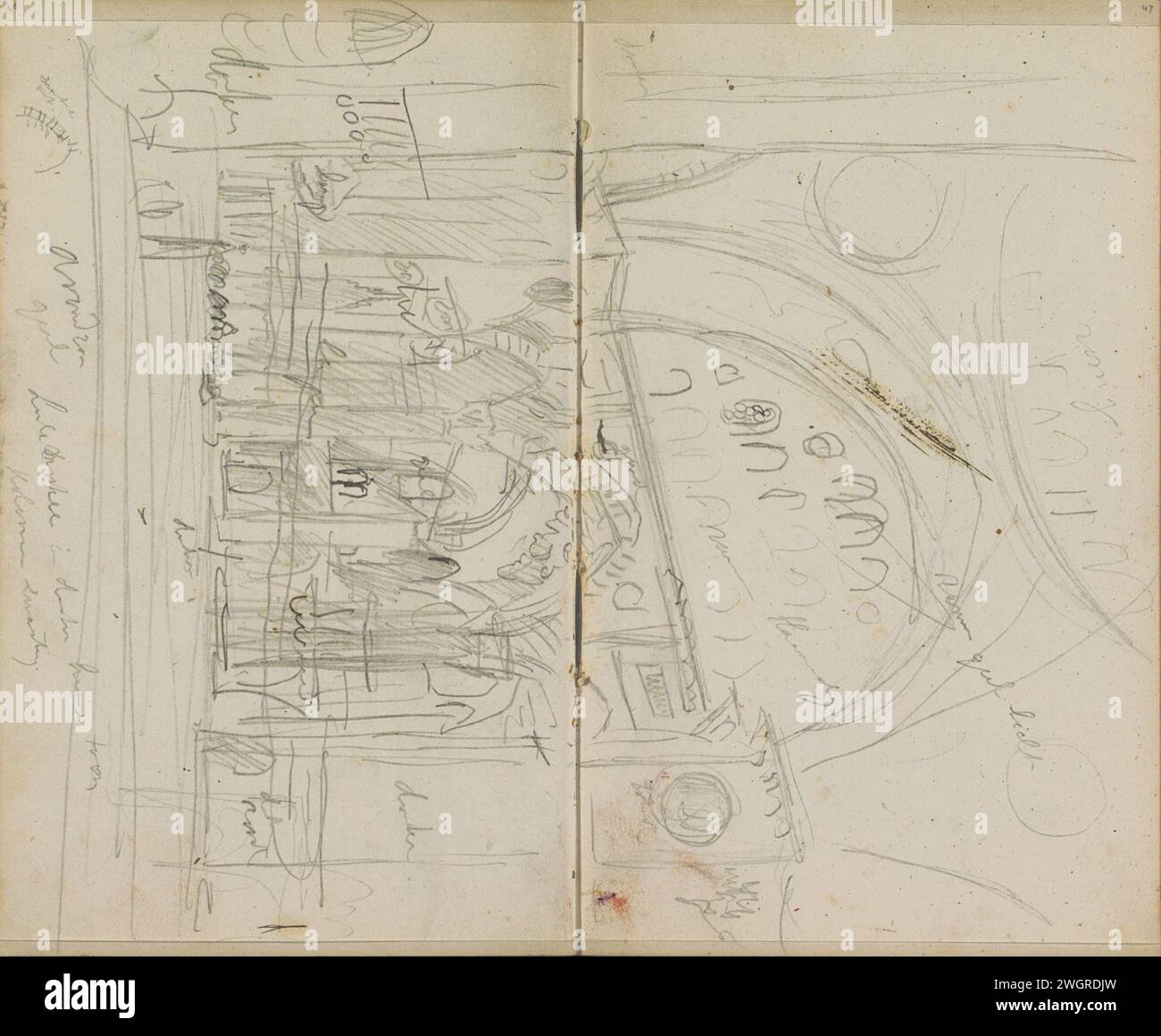 Interior of a mosque in Egypt, 1904 Pages 46 and 47 from a sketchbook ...