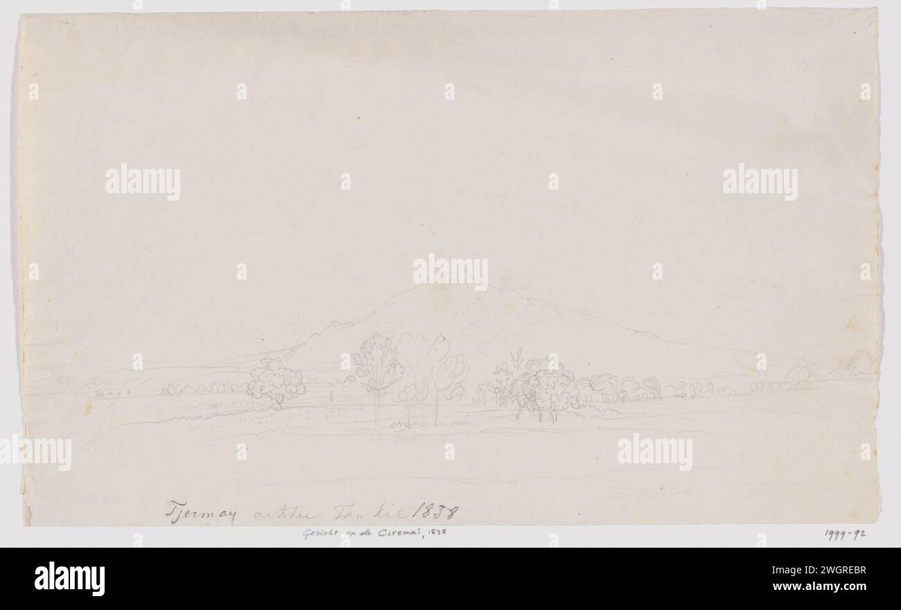View of the Ciremai, West Java, Adrianus Johannes Bik, 1838 drawing ...