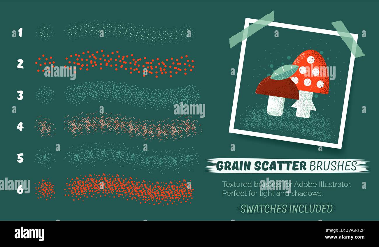 Grain scatter brushes. Set of abstract grunge textures Stock Vector ...
