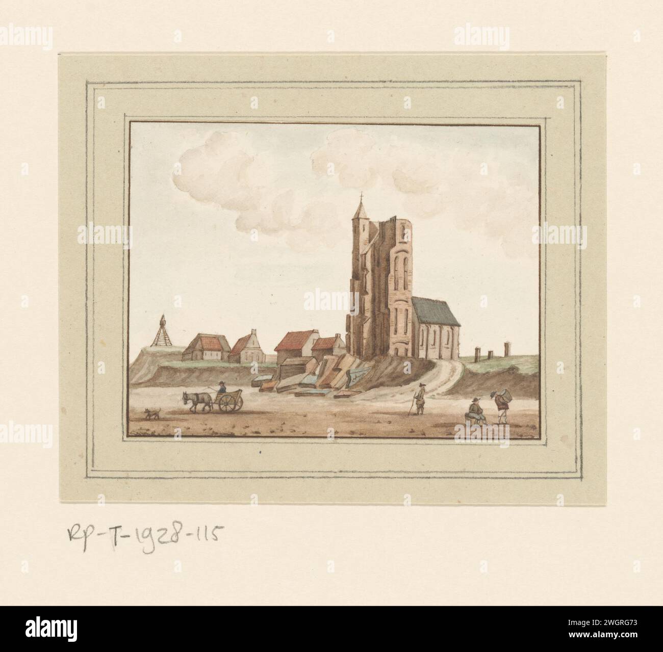 View of the collapsed tower in Egmond aan Zee, Anonymous, After Hendrik ...